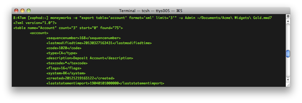 MoneyWorks Developer Resources » CLI Overview